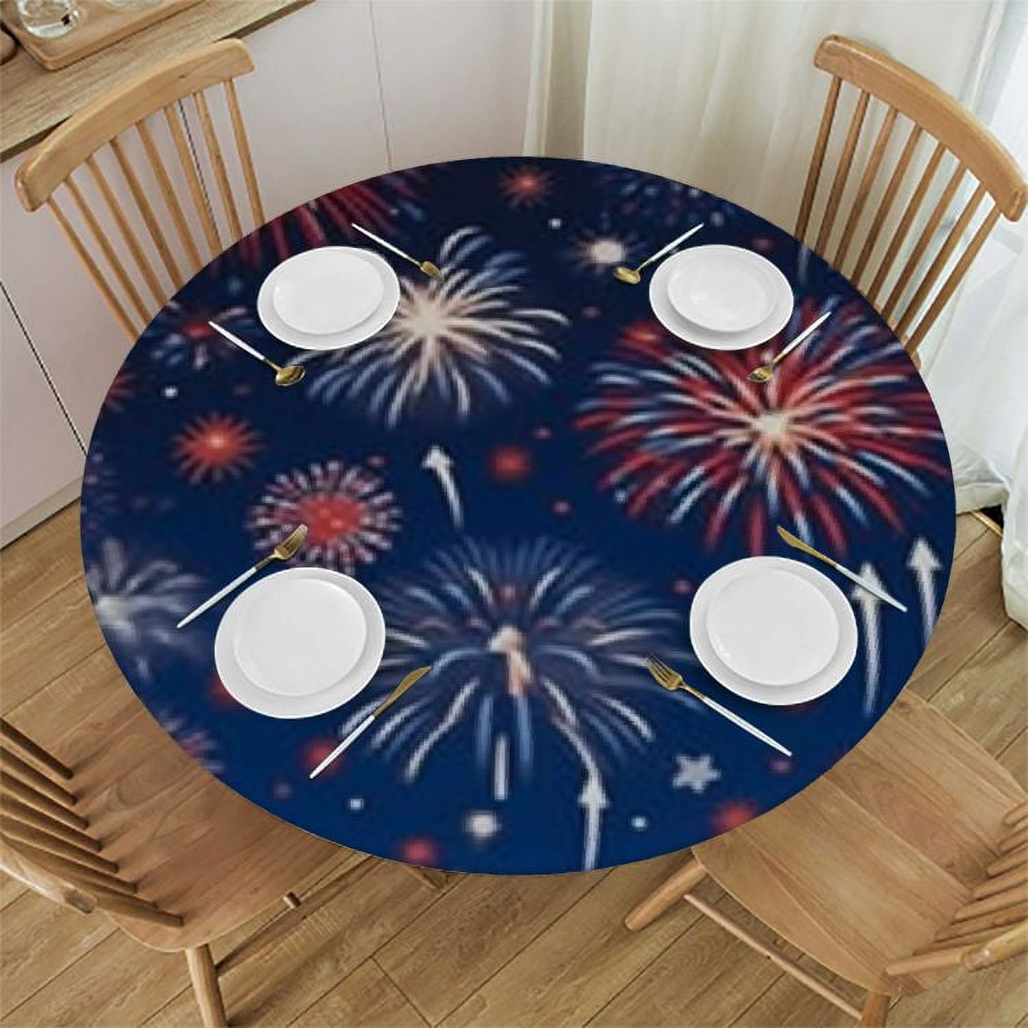 Ullo0ord Elastic Edged Tablecloth Fit Round Tablecloths USA Flag Stars ...