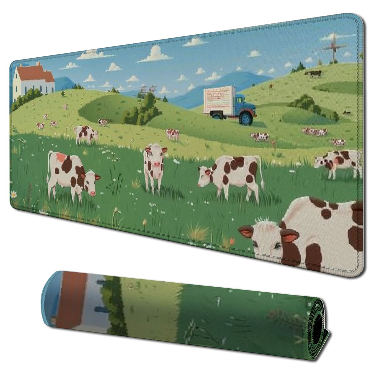 Ullo0ord Farm Animal Cow Truck Green Gaming Mouse Pad Large Mousepad ...