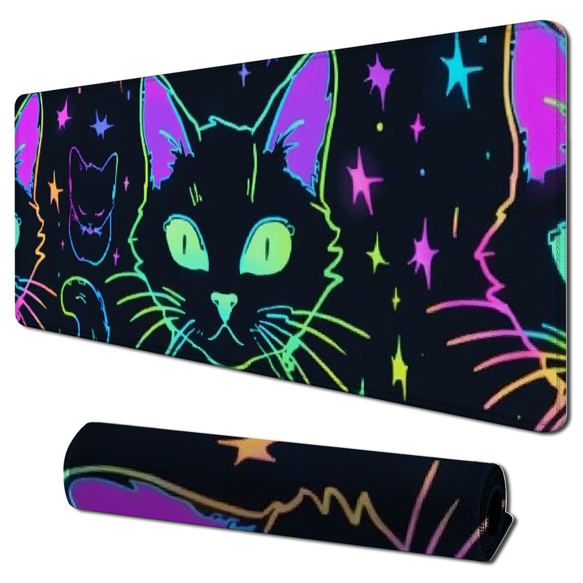 Ullo0ord Gaming Mouse Pad Colorful Large Mouse Pad Halloween Witchy Cat ...