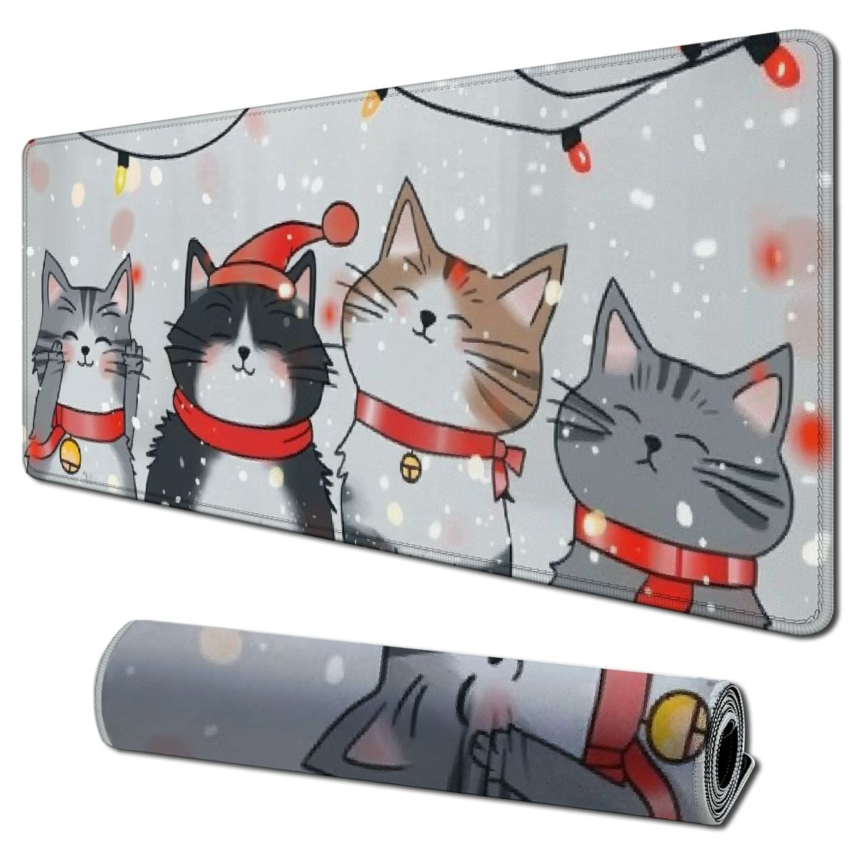 Ullo0ord Gaming Mouse Pad Funny Cat Christmas Light Large Mouse Pad ...