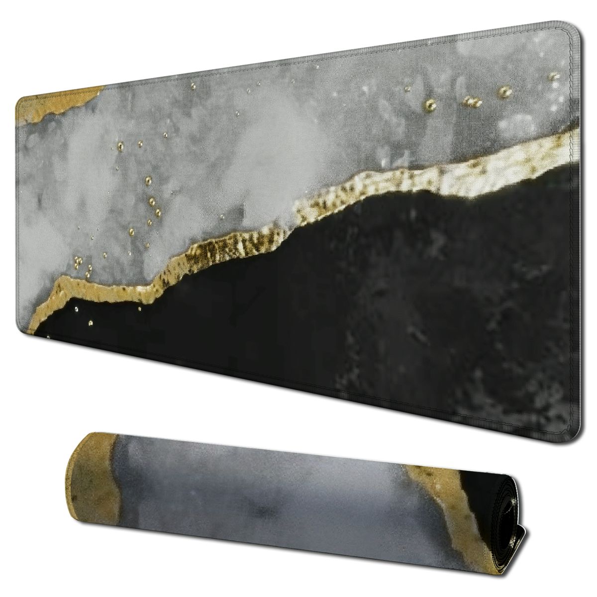 Ullo0ord Gaming Mouse Pad Large, Black Gray White Gold Stripe Extended ...