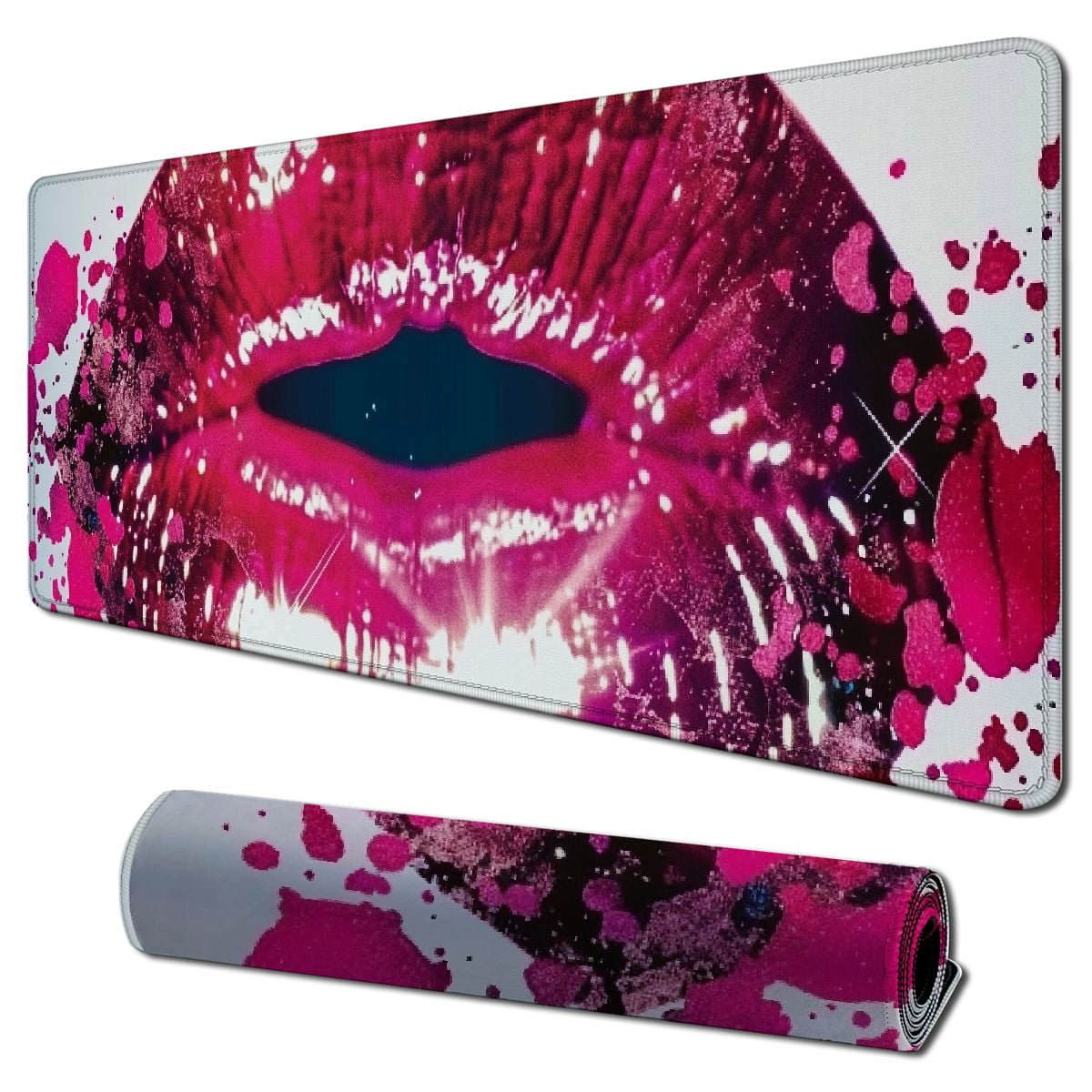 Ullo0ord Gaming Mouse Pad Large, Hot Pink Glitter Lips Extended Mouse ...