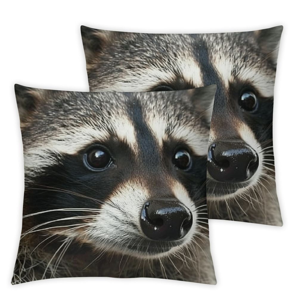 Ullo0ord Hairy Raccoon Print Throw Pillow Cover Soft Decorative ...