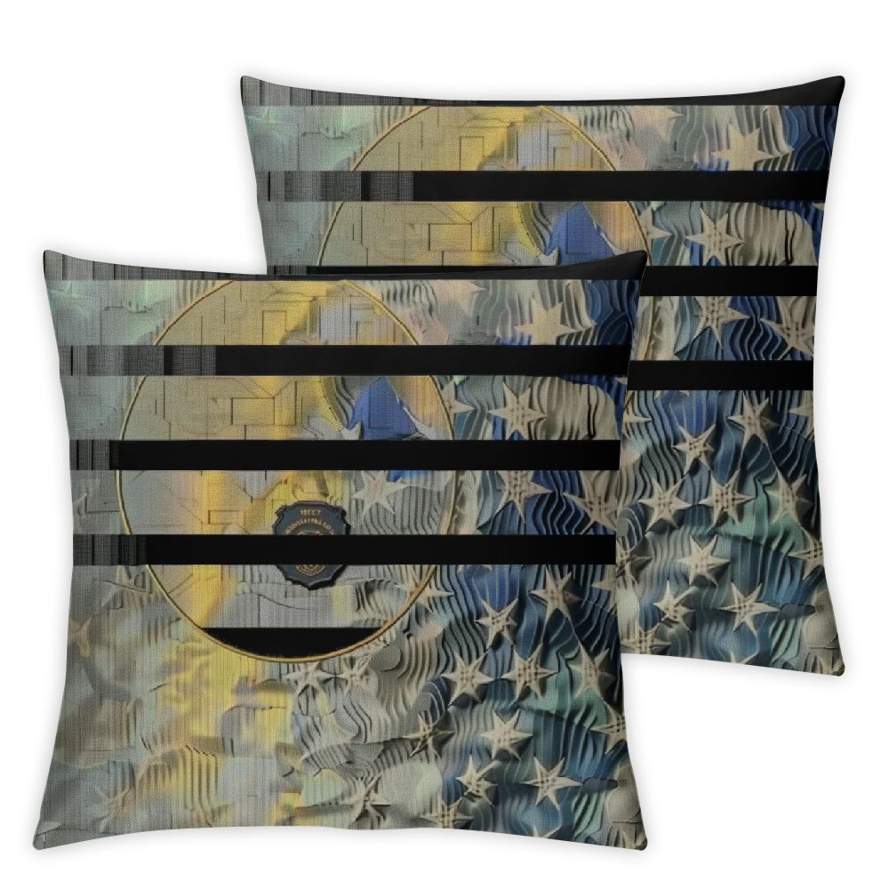 Ullo0ord Honeycomb Style United States Thin Gold Line Flag Throw Pillow ...