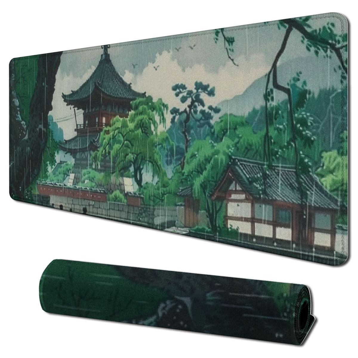 Ullo0ord Japanese Art Ukiyo-e Rain at Shinobazu Pond Large Mouse Pad ...