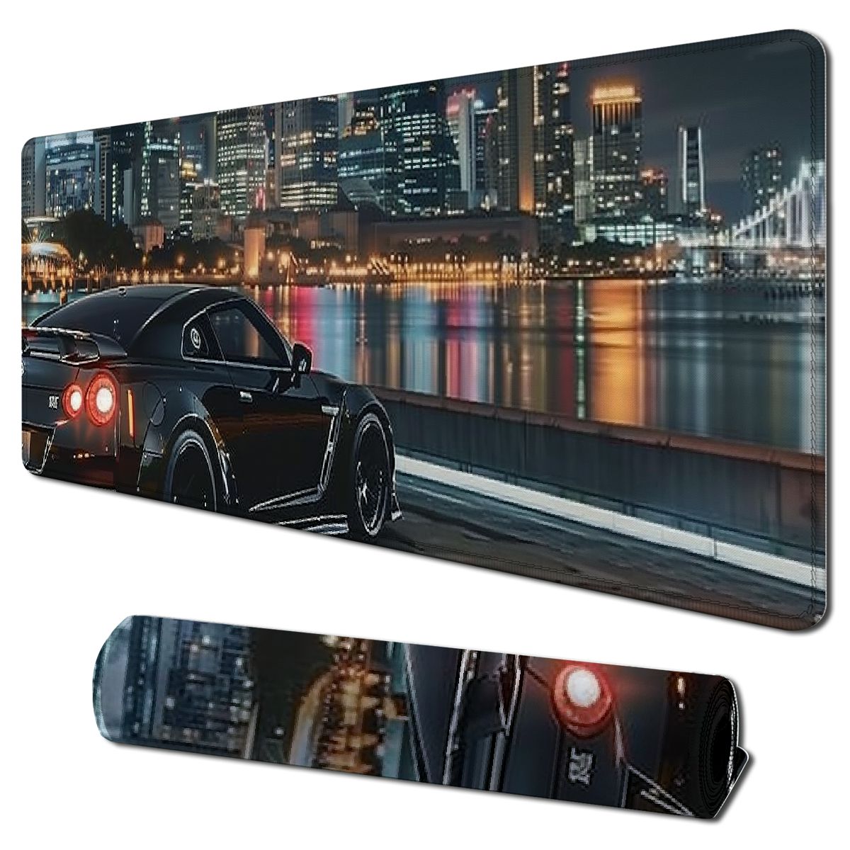 Ullo0ord Large Gaming Mouse Pads City Night Modified Car R35 Cool Non ...
