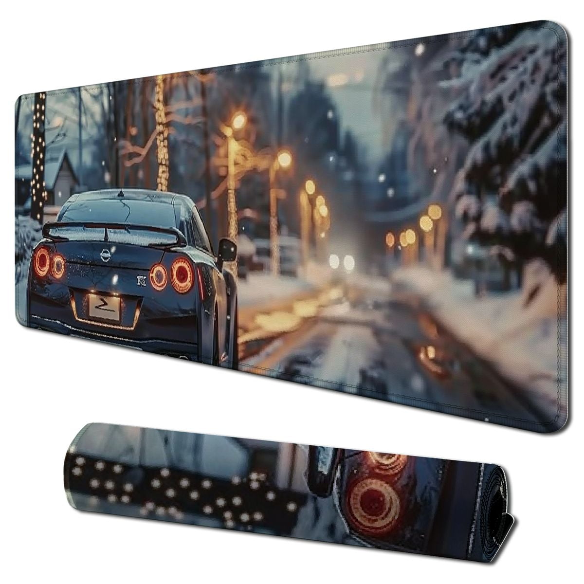 Ullo0ord Large Gaming Mouse Pads Winter Blue JDM Car R35 Snow Non-Slip ...