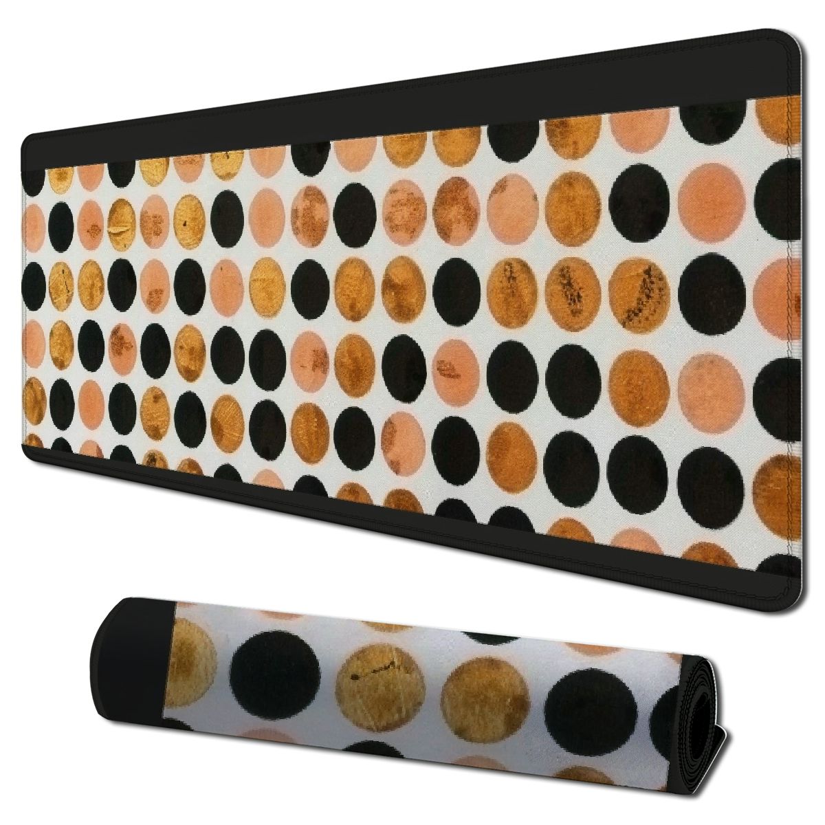 Ullo0ord Large Mouse Pads, Black and Gold Polka Dots in a White Gaming ...