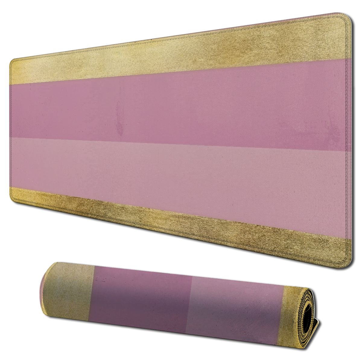Ullo0ord Large Mouse Pads, Gradient Pink Gold Stripes Desk Mat with ...