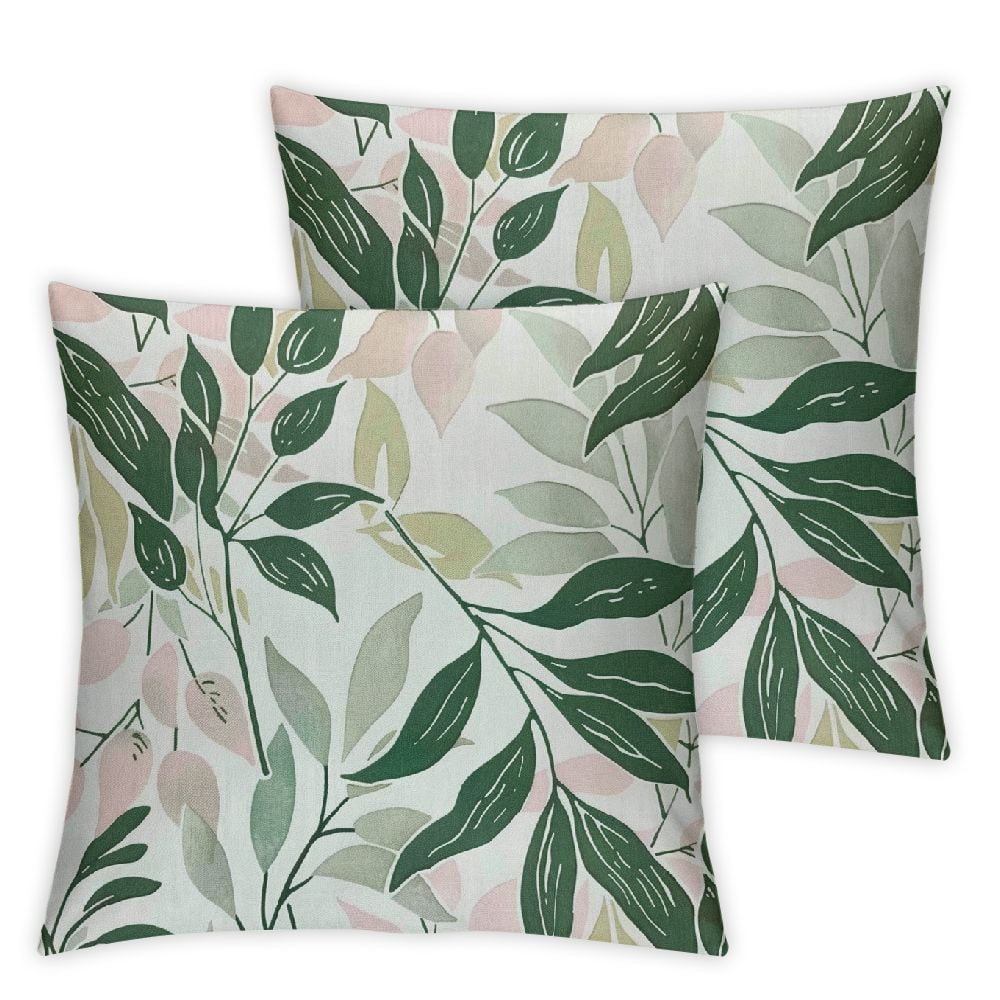 Ullo0ord Leaf Pillow Covers Summer Tropical Leaves Throw Pillows Cover ...