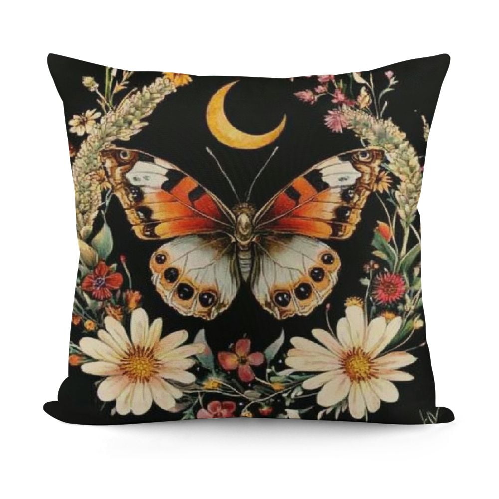Ullo0ord Moth Decor Goth Pillows Covers Reversible - Witch Decor Gothic ...