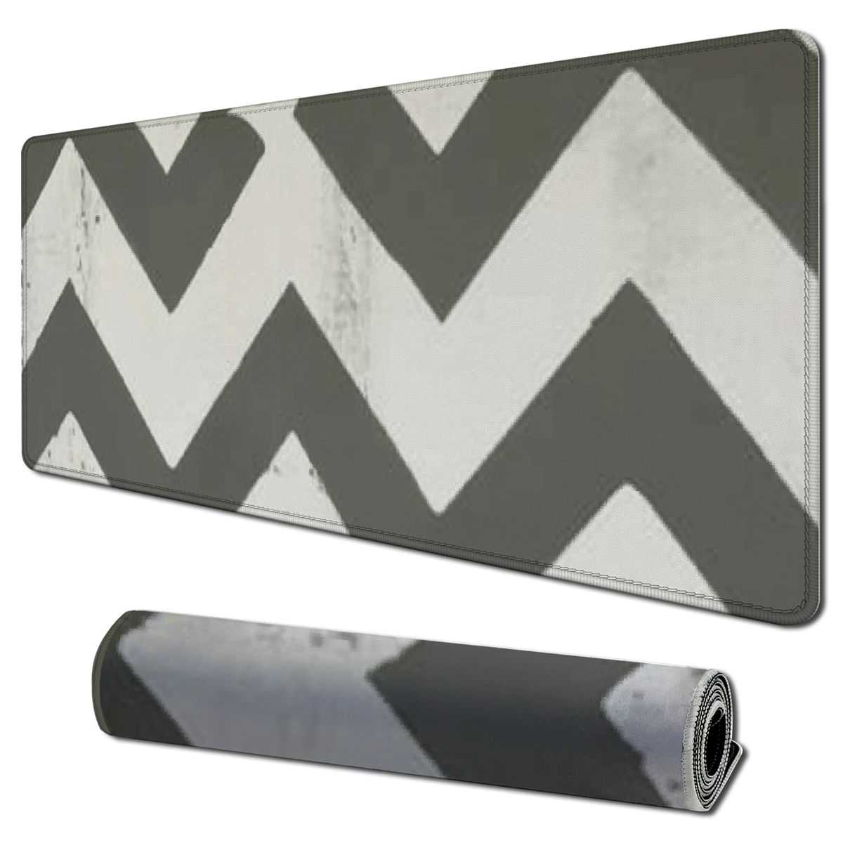 Ullo0ord Mouse Pad , Gray Chevrons Pattern Extended with Stitched Edges ...