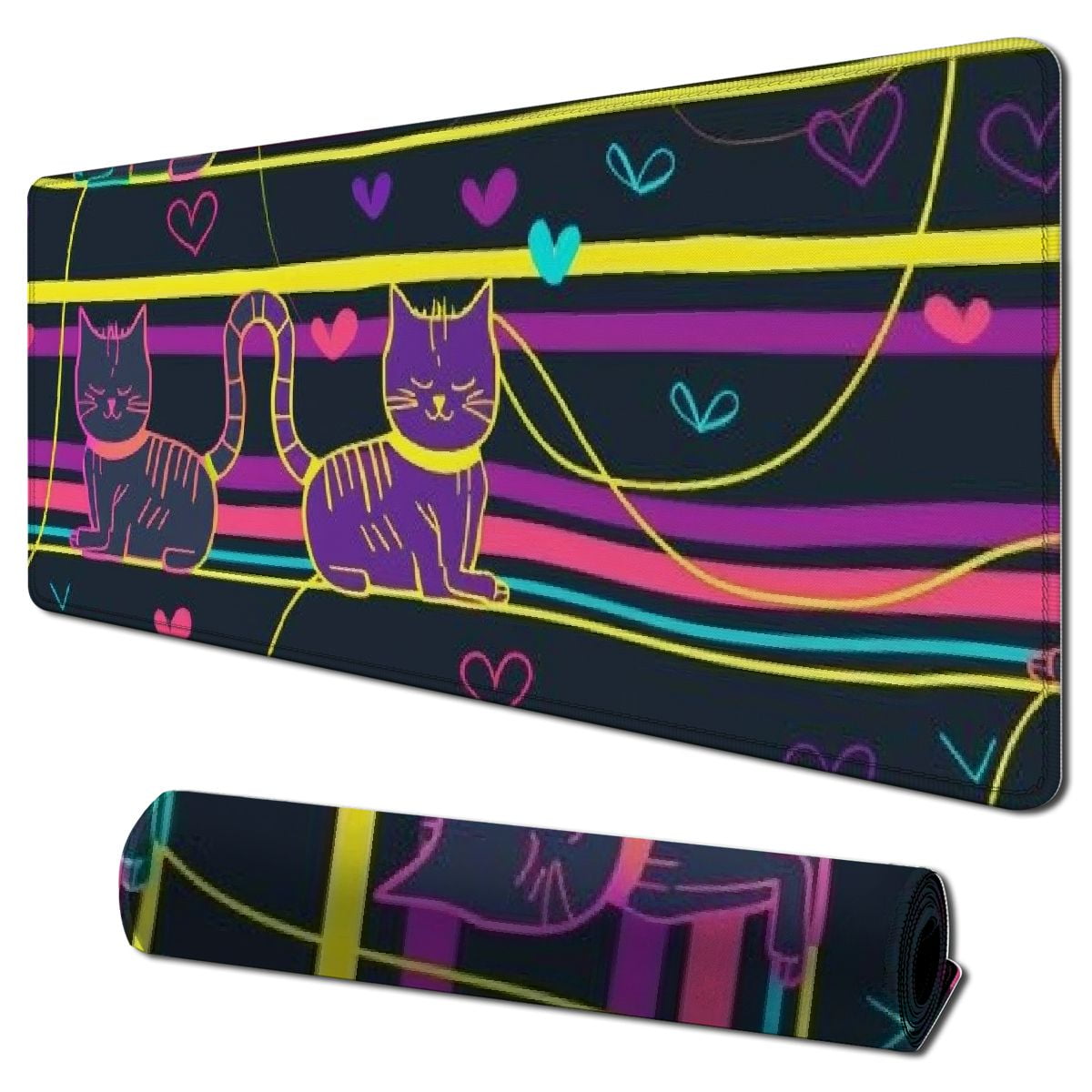 Ullo0ord Mouse Pad Large Smiling Kitten Lines Desk Pad Gaming Mouse Pad ...