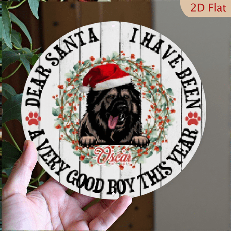 Ullo0ord Name Christmas Dog Dear Santa Vintage Round Metal Tin Sign ...