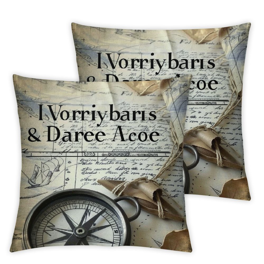 Ullo0ord Nautical Compass with Inspirational Quotes Throw Pillow Cover ...