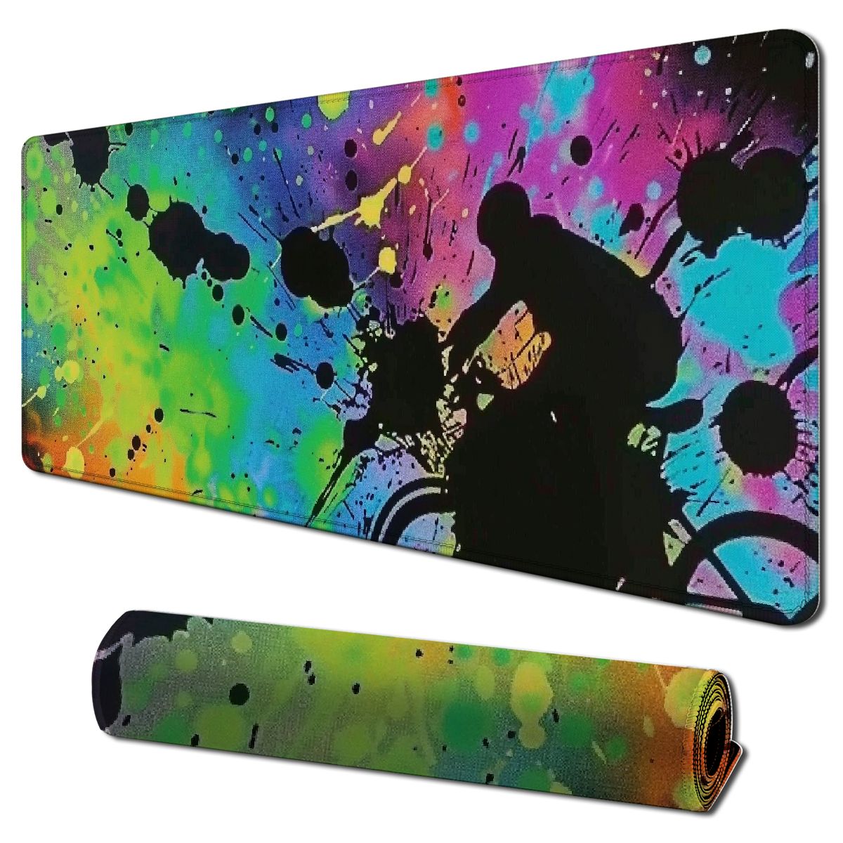 Ullo0ord Neon Paint Splashes Desk Mat Cute Desk Decor Mouse Pad Large ...