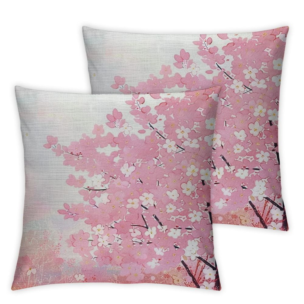 Ullo0ord Pale Pink Throw Pillow Cushion Cover, Japanese Cherry Blossom ...