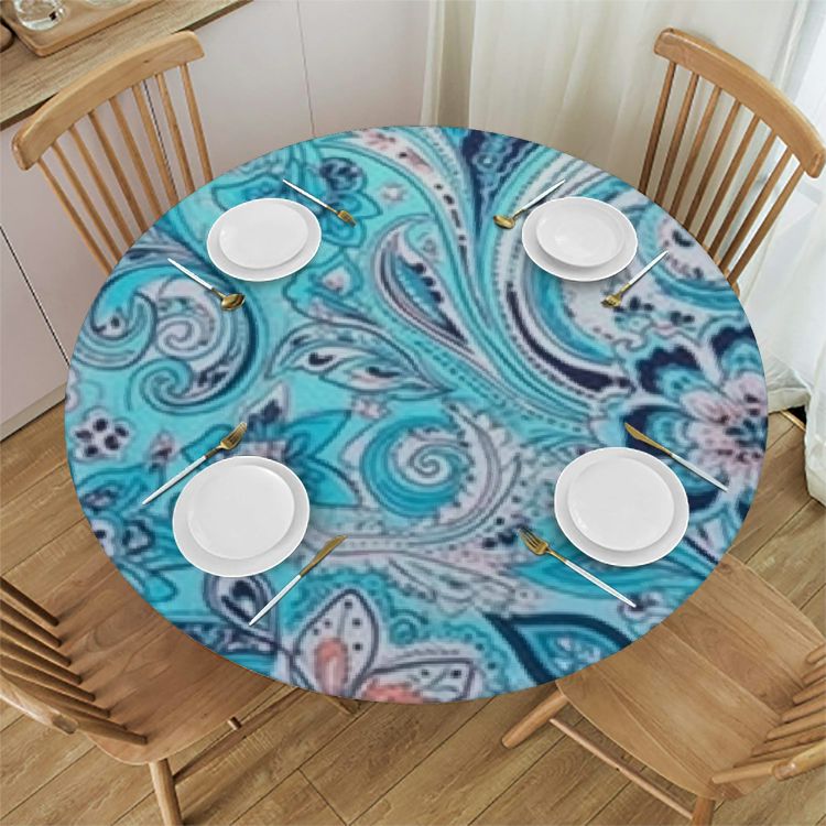 Ullo0ord Pattern Round Tablecloth, Fitted Table Cover with Flannel ...
