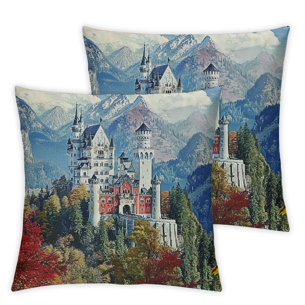 Ullo0ord Pillow Cover Neuschwanstein Medieval Castle Germany Bavarian ...