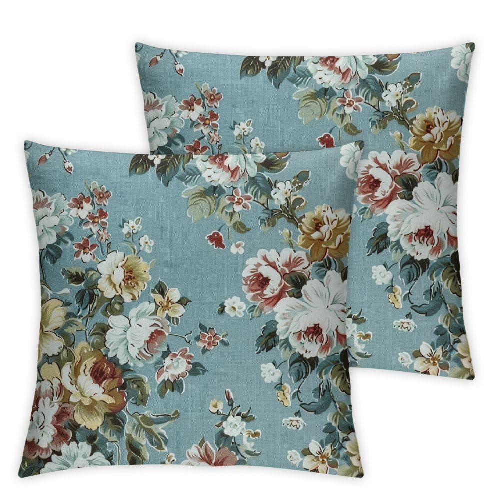 Ullo0ord Pillow Cover Spring Summer Blue White Floral Throw Pillow ...