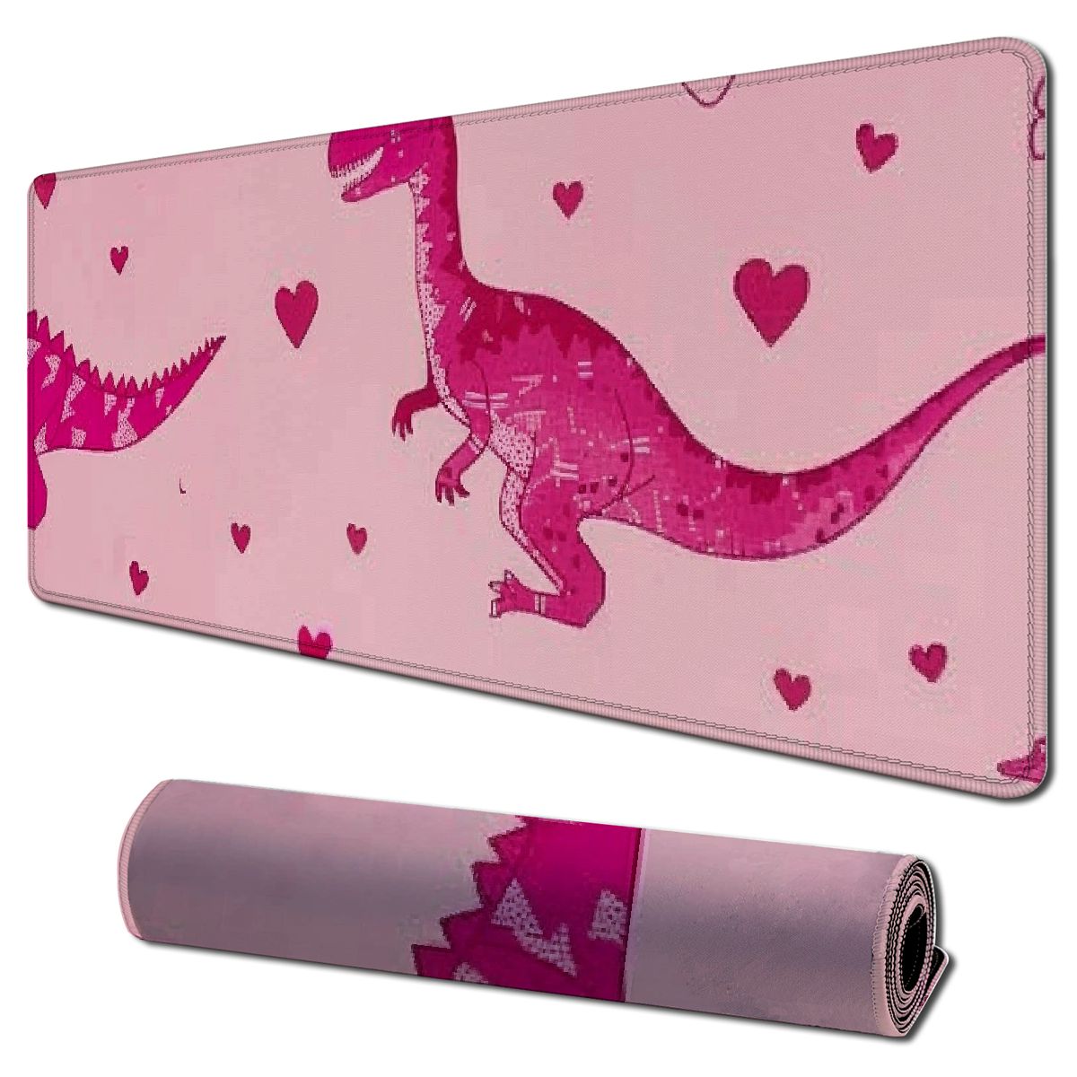 Ullo0ord Pink Dinosaur T Rex Non-Slip Mouse Pads Rubber Desk Mat Easy ...