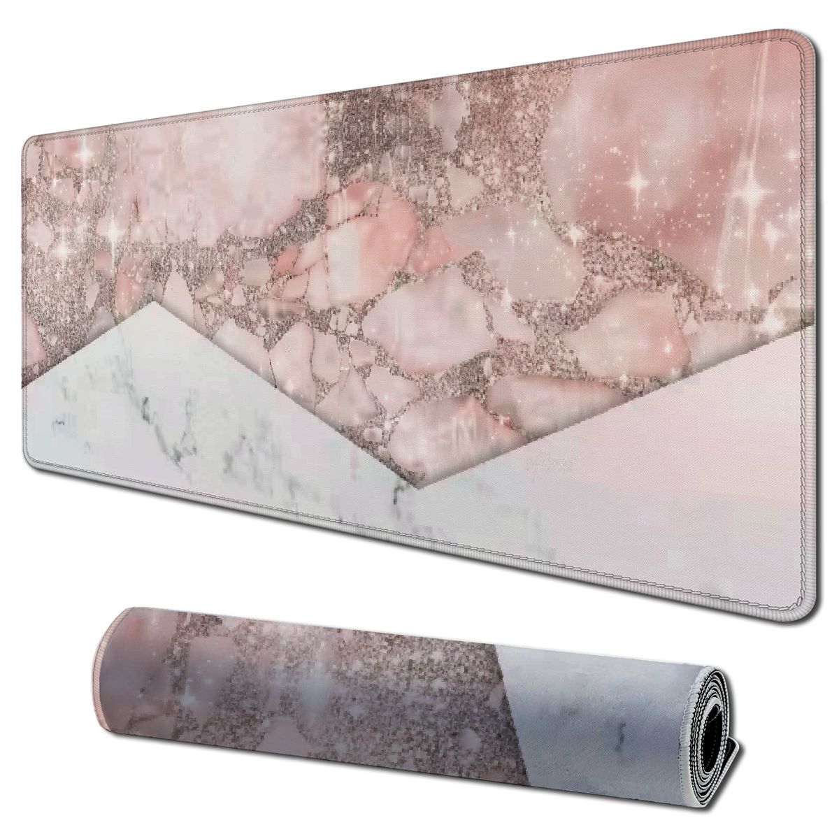 Ullo0ord Pink Gold White Marble Desk Mat Cute Desk Decor Mouse Pad ...