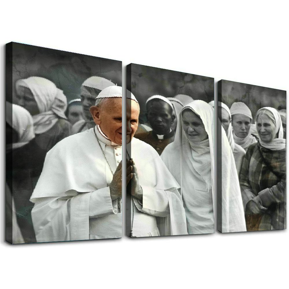 Ullo0ord Pope John Paul II with His Arms Around Print Vintage Black And ...
