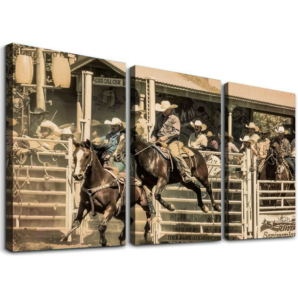 Ullo0ord Posters Western Cowboy Poster Rodeo Performance Wall Art Wall ...