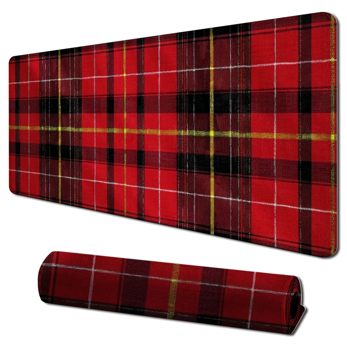 Ullo0ord Red Black Scottish Pattern Desk Mat,Mousepad Waterproof Mouse ...