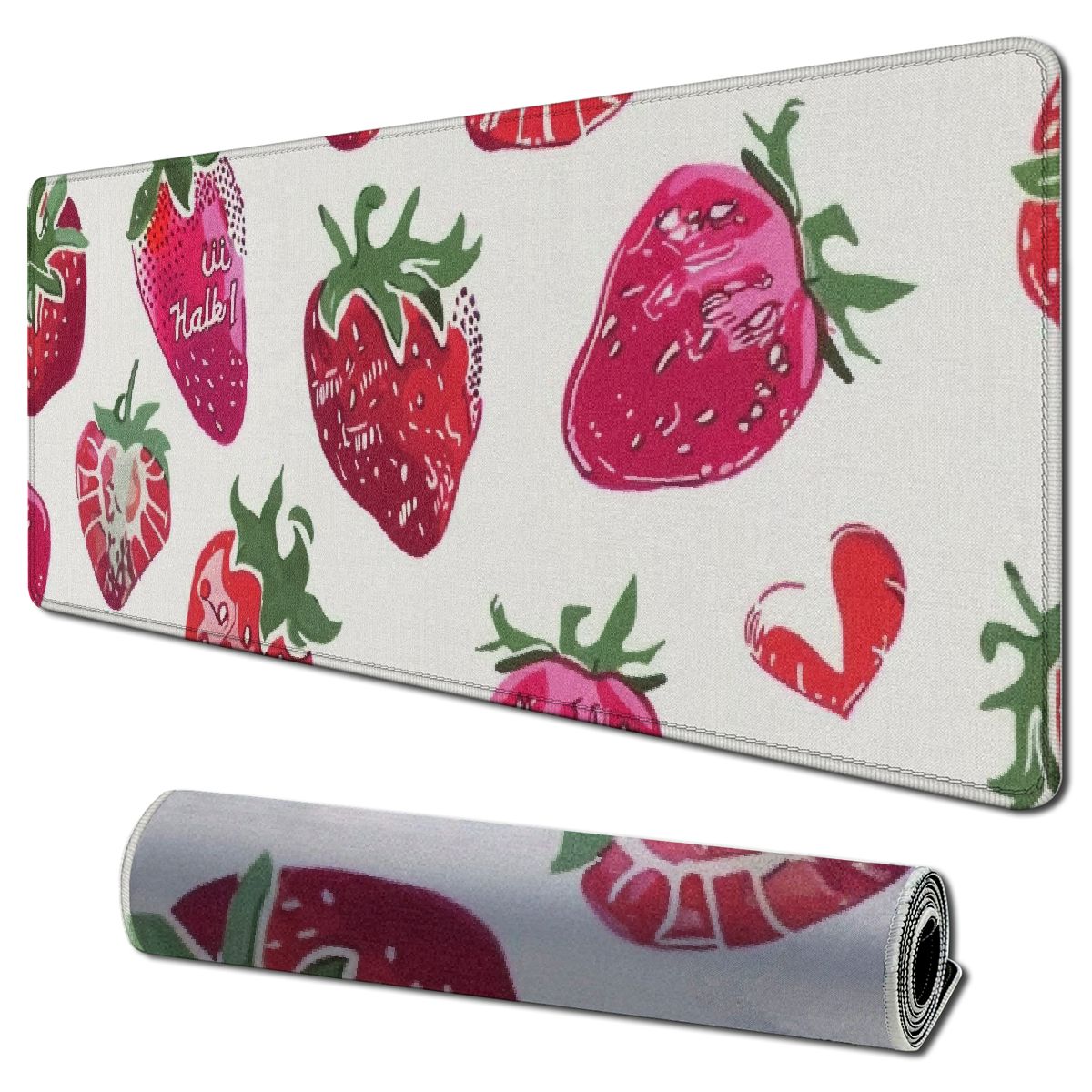 Ullo0ord Red Strawberry and Hearts Large Mouse Pad Gaming Mouse Pad ...