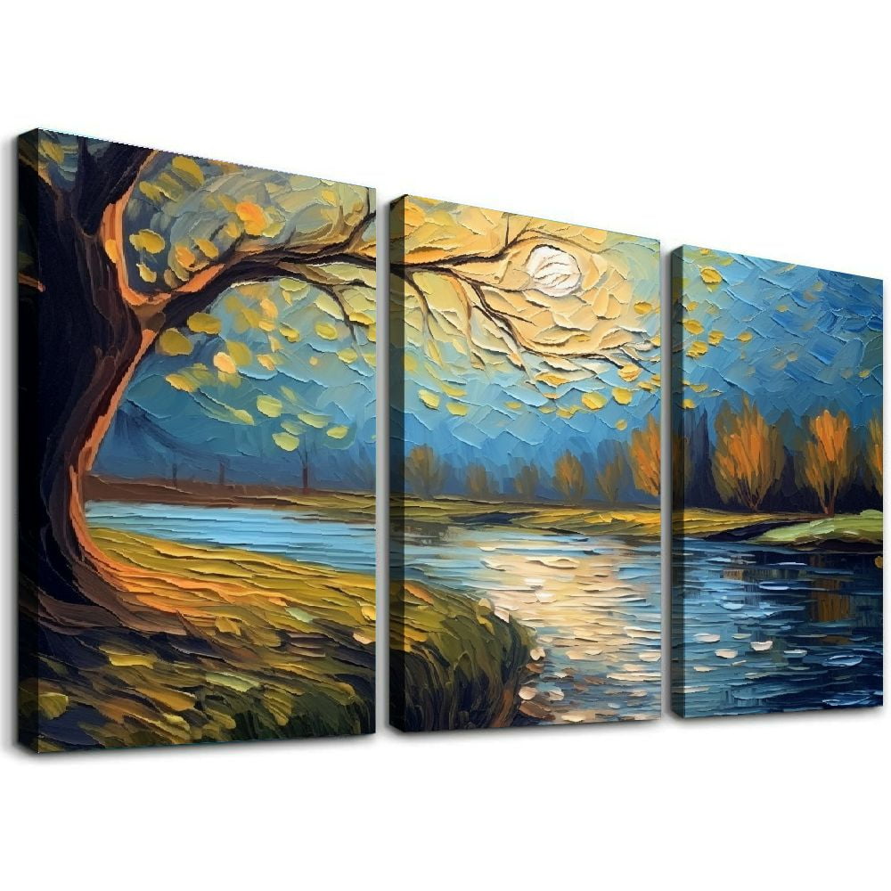 Ullo0ord Riverside Ready to Hang Wall Art Paintings Printed Picture ...