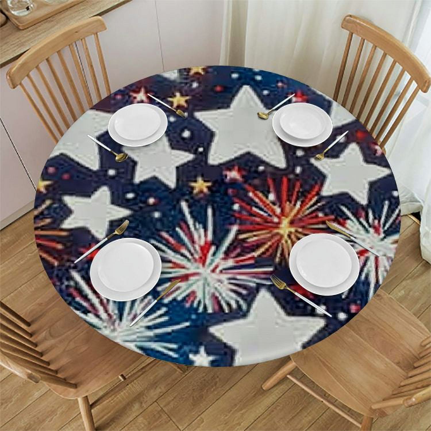 Ullo0ord Round Fitted with Elastic Edge American Flag Patio Table Cover ...