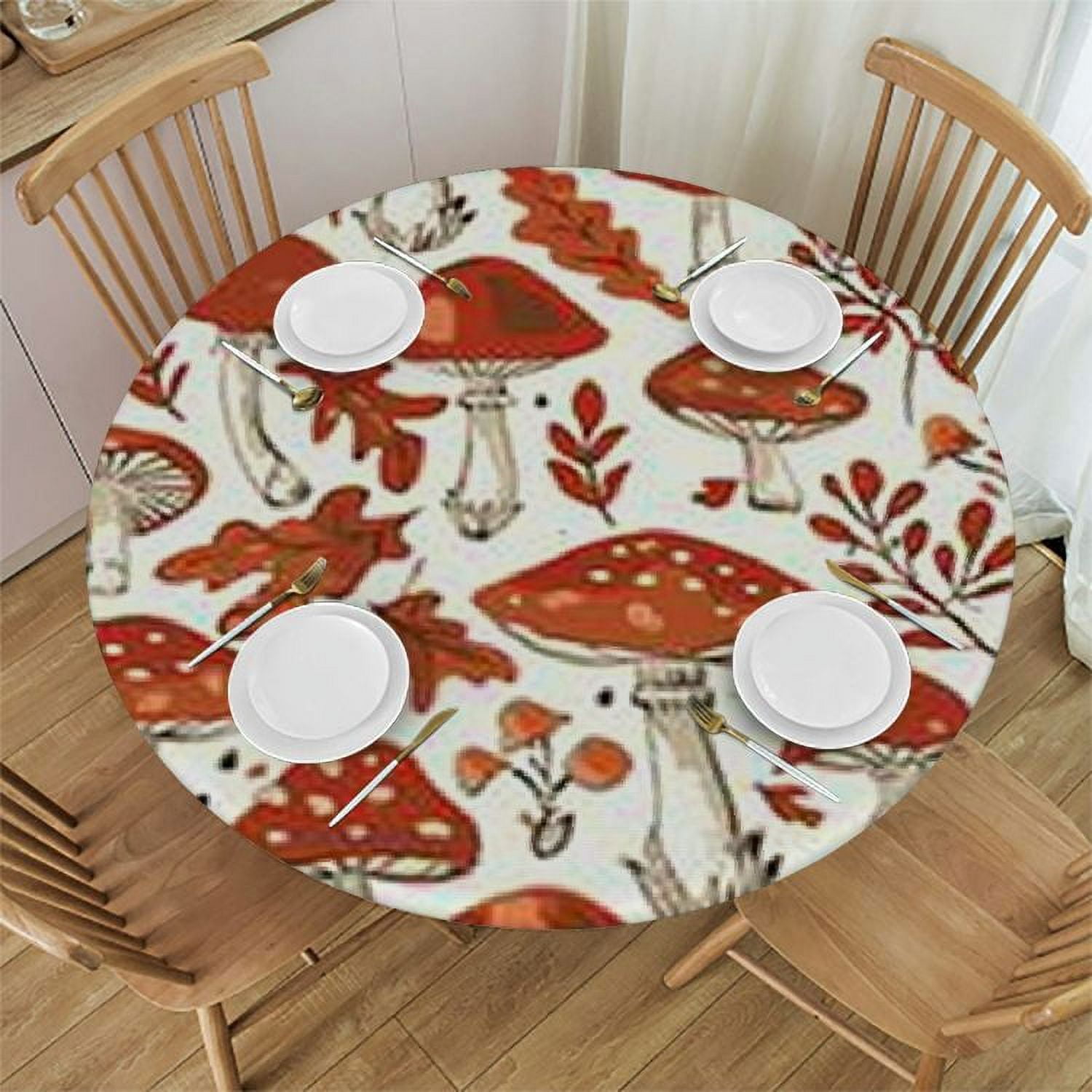 Ullo0ord Round Fitted with Elastic Edge,Cute Pattern with Leaves Print ...
