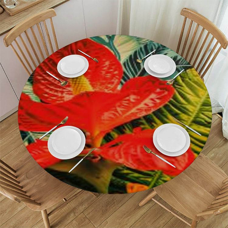 Ullo0ord Round Floral Polyester Table Cloth Waterproof Picnic Indoor ...