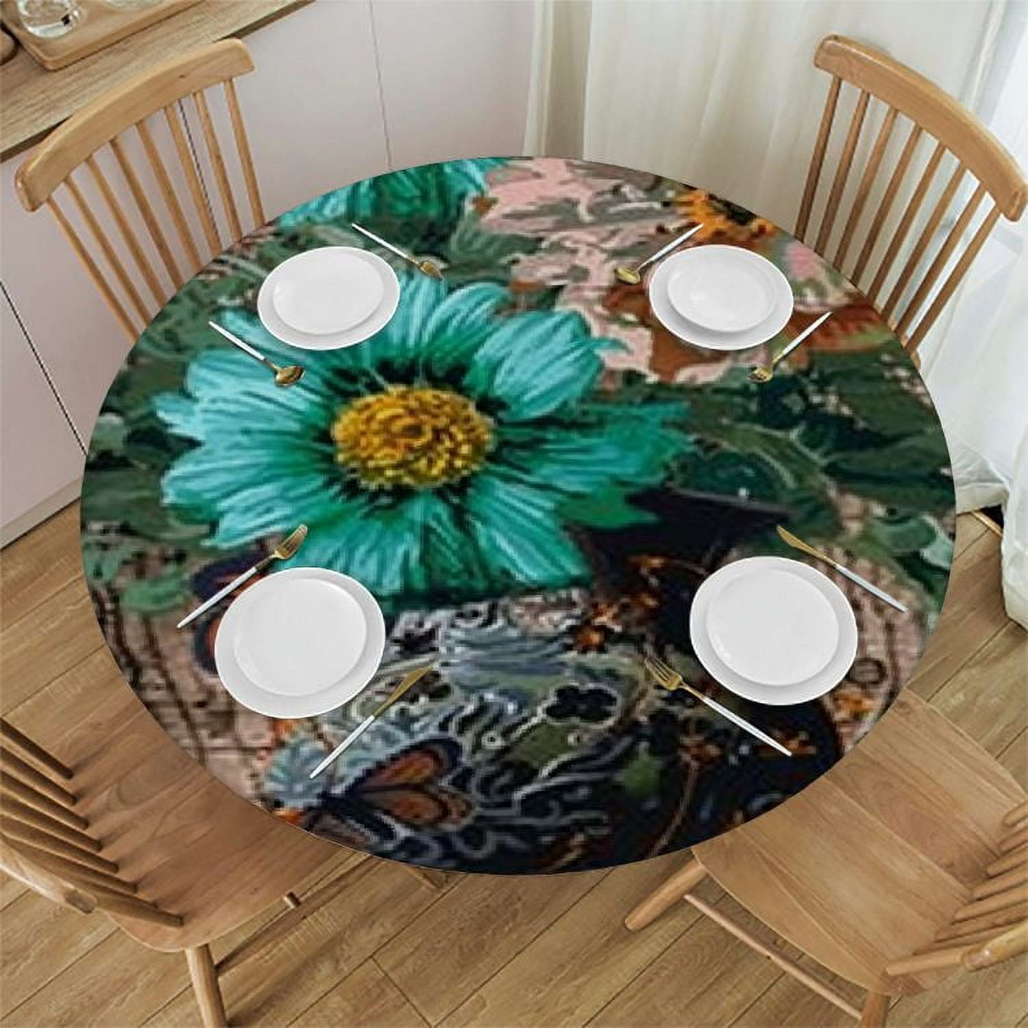 Inch Round, Mayo Fiesta Washable Table Cover for Party Dinner Decor ...