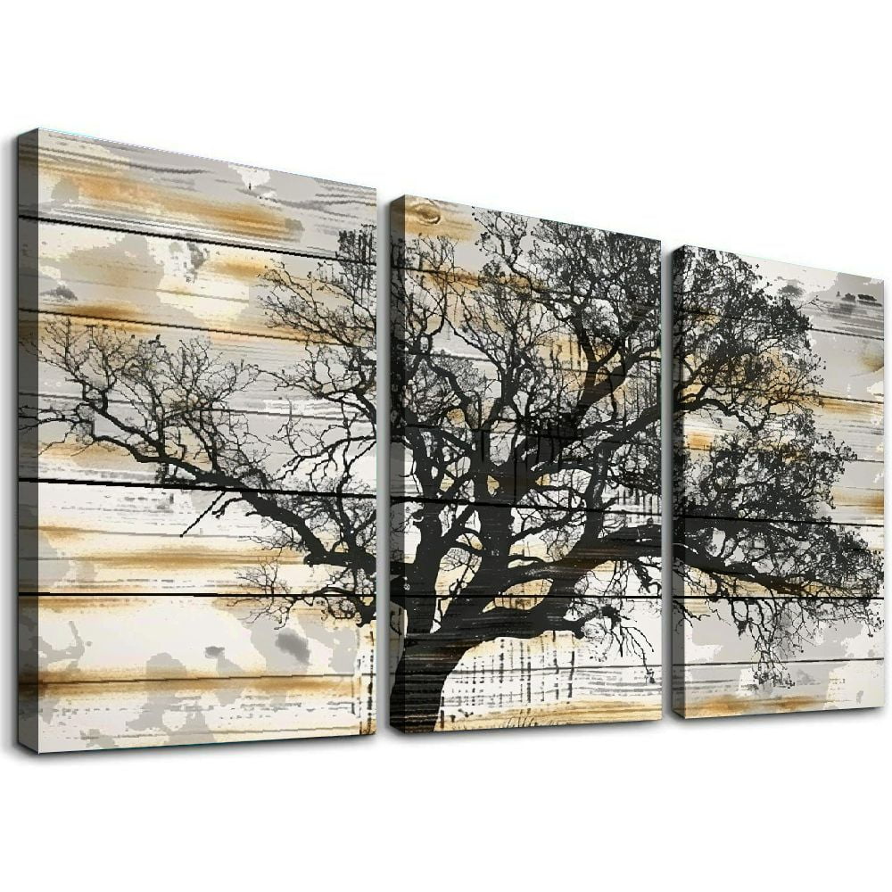 Ullo0ord - Rustic Farmhouse Decor Wall Art Rural Tree Picture Canvas ...