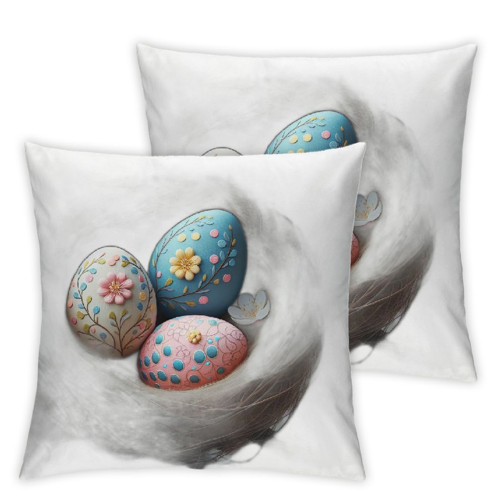 Ullo0ord Spring Pillow Covers Floral Bird Eggs Green Throw Pillowcase ...