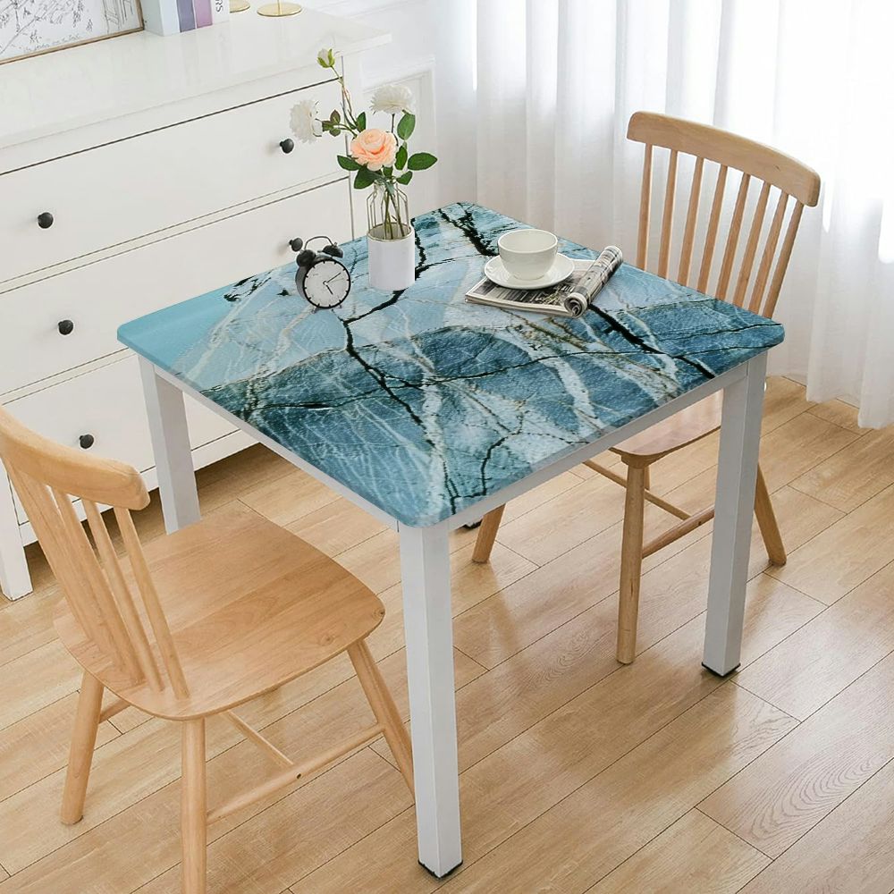 Ullo0ord Square Fitted Marble Tablecloth, Exquisite Granite Stone ...
