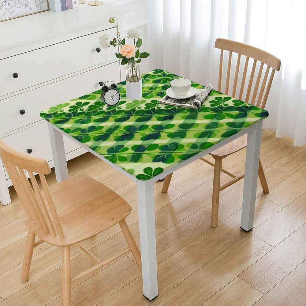 Ullo0ord St_Patricks Day Elastic Edge Fitted Square Tablecloth, Clover ...