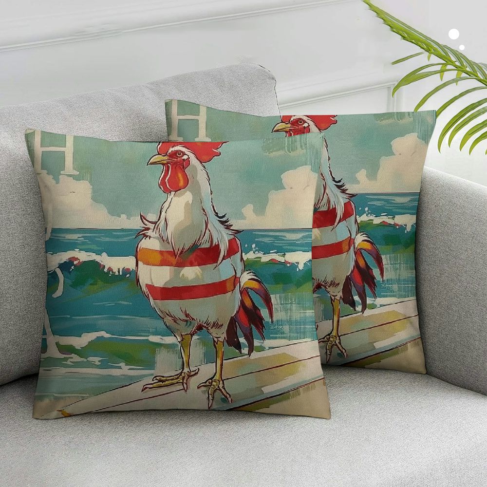 Ullo0ord Summer Pillow Covers Funny Chicken Throw Pillow Covers Summer ...