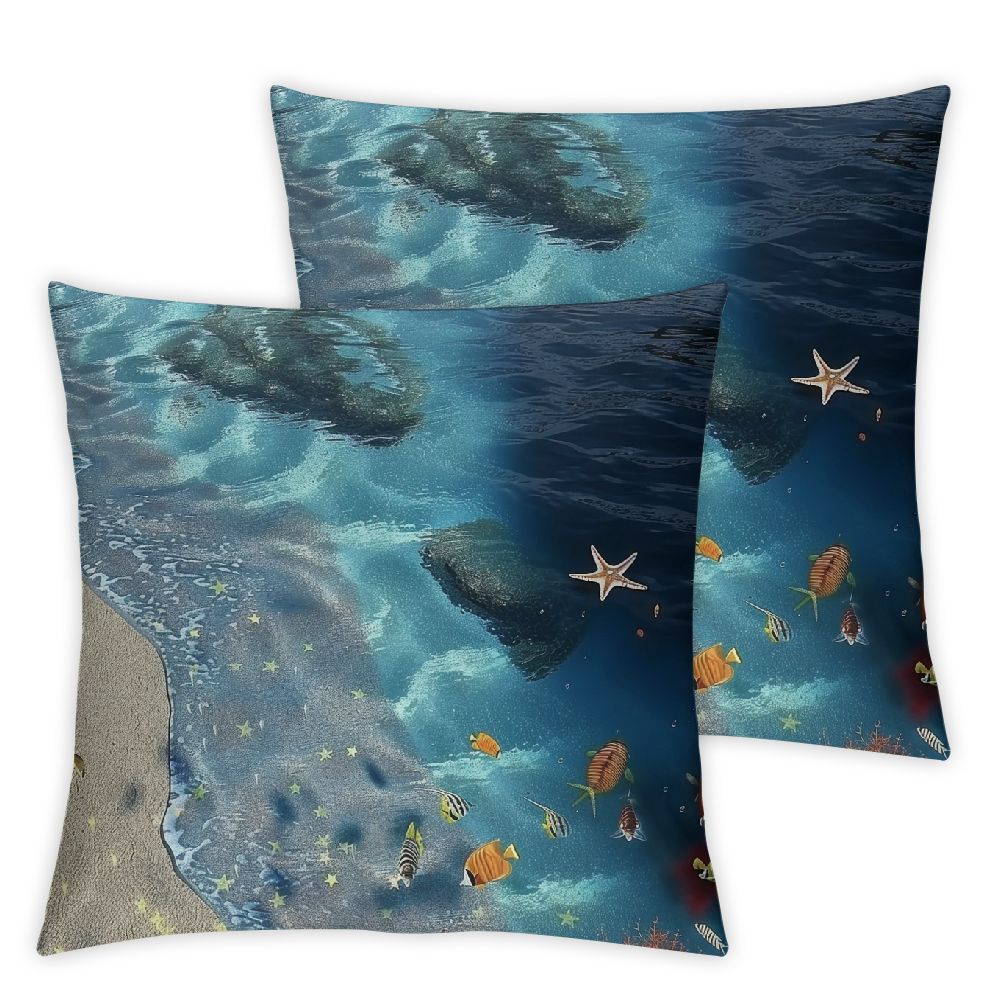 Ullo0ord Summer Seaside Pillow Covers,Ocean Theme Coastal Sea Creatures ...