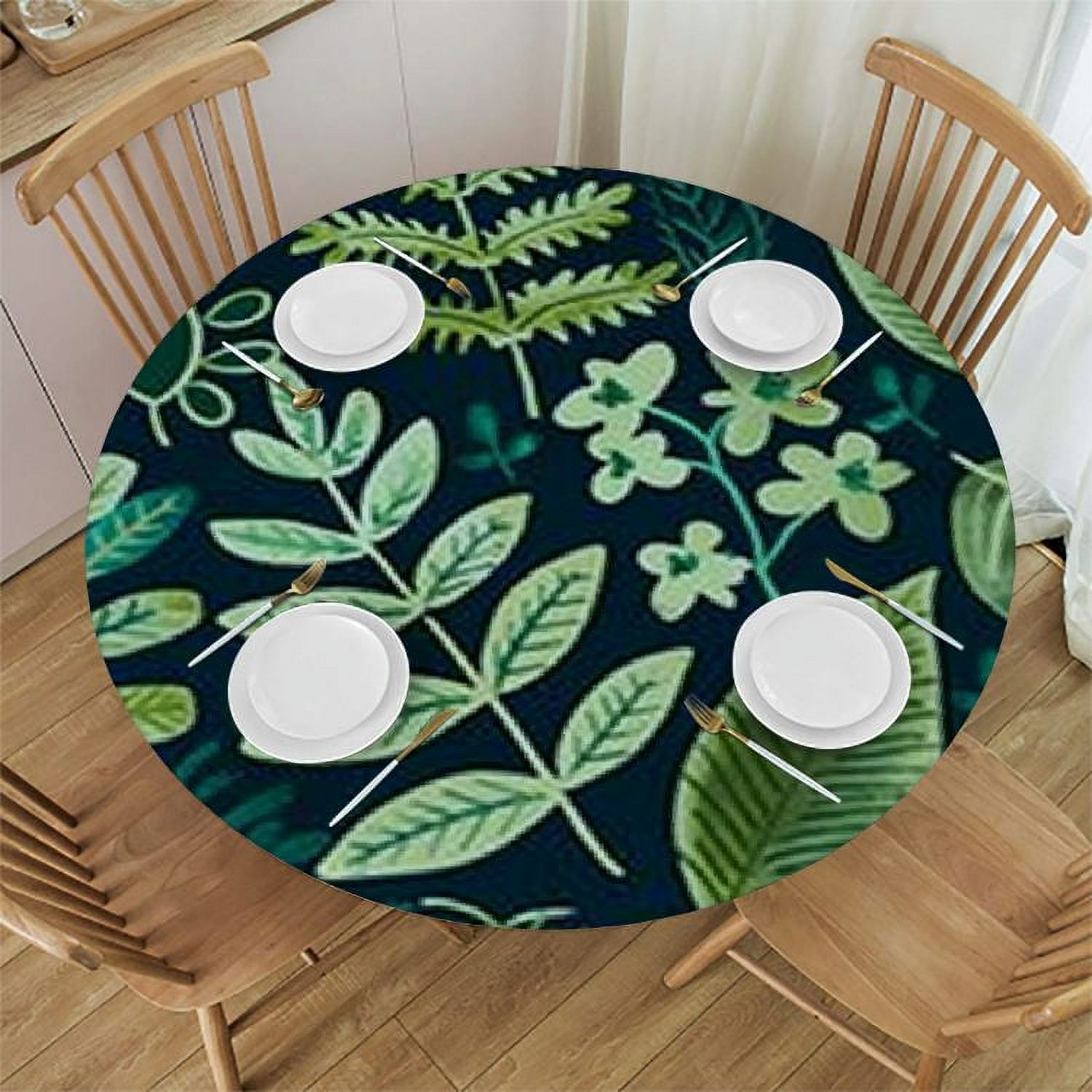 Ullo0ord Tropical leavesPolyester Table Cloth for Round Tables Animal ...
