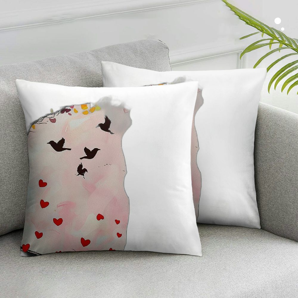 Ullo0ord Valentine's Day Pillow Covers Birds Love Hear Throw Pillow ...