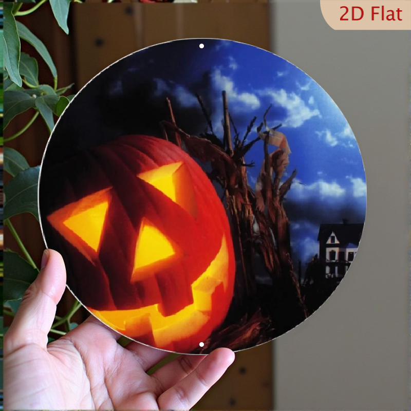 Ullo0ord Vintage Style Round Tin Sign Halloween Eve Round Metal Wreath ...