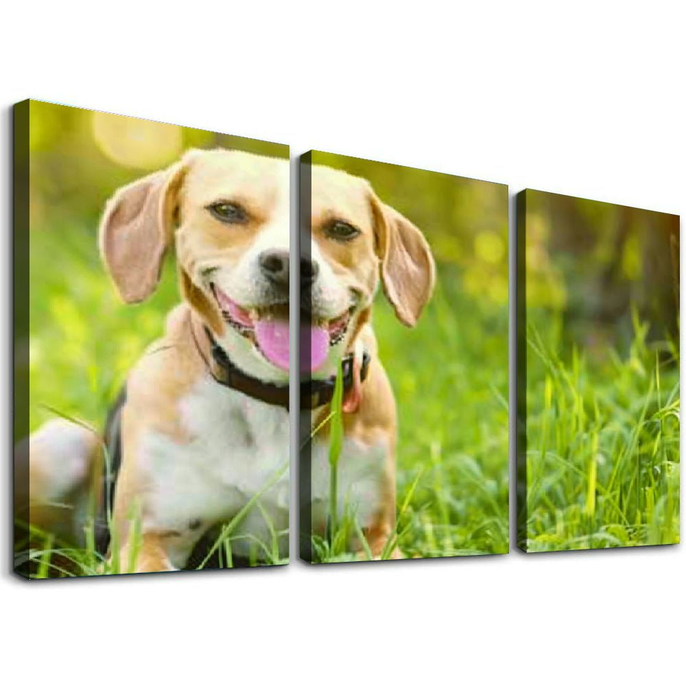 Ullo0ord Wall Art Prints Cute Dog in Nature Oil Painting on Canvas with ...