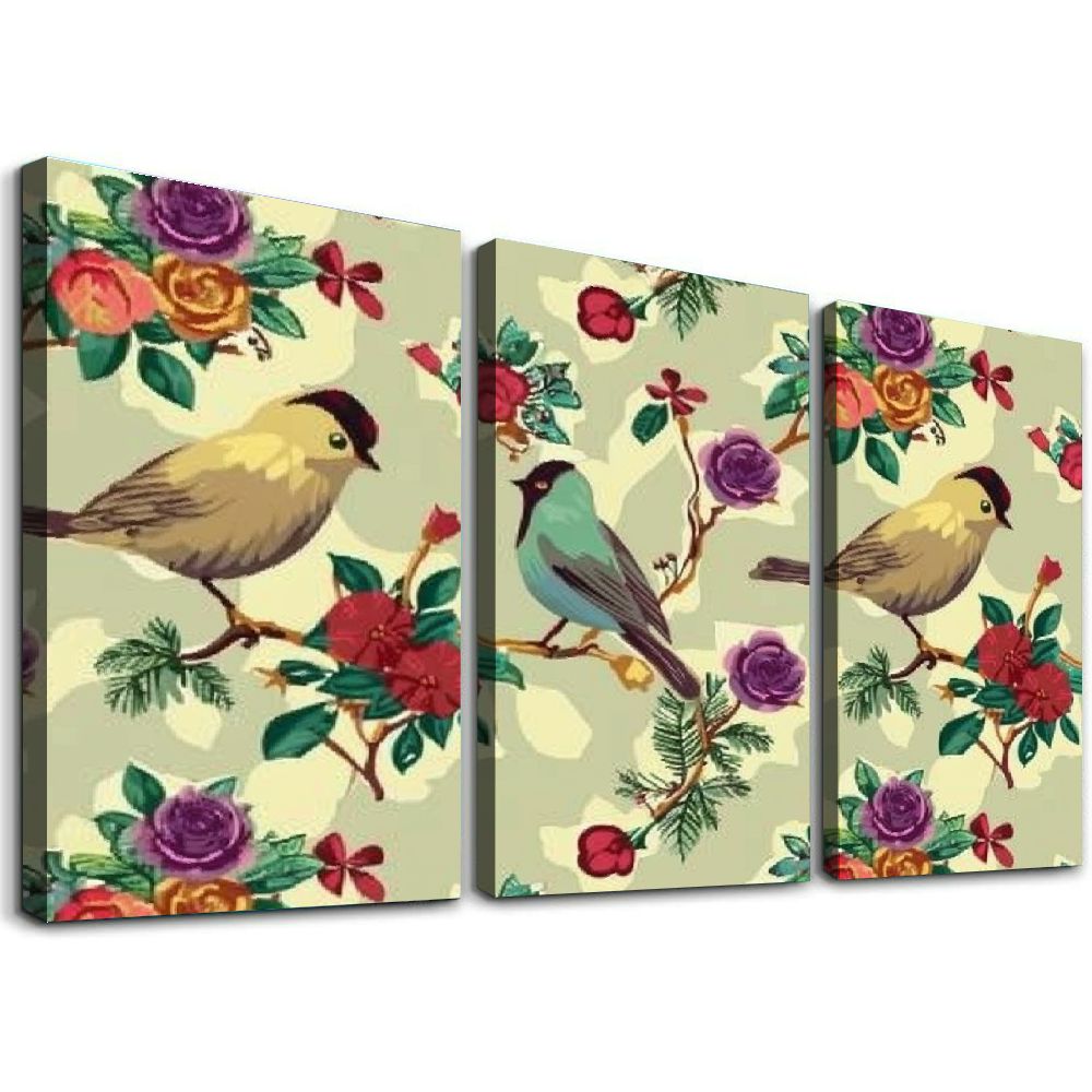 Ullo0ord Wall Art Prints One Piece 12x18 inch, Cute Birds Christmas Oil ...