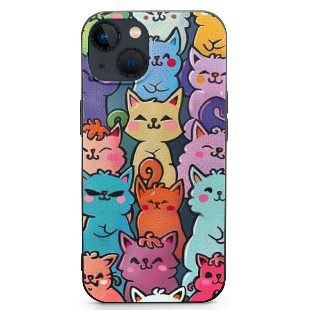 Ullo0ord iPhone 13 Cases Black Cute Cartoon Monsters Curly Frame Shape ...