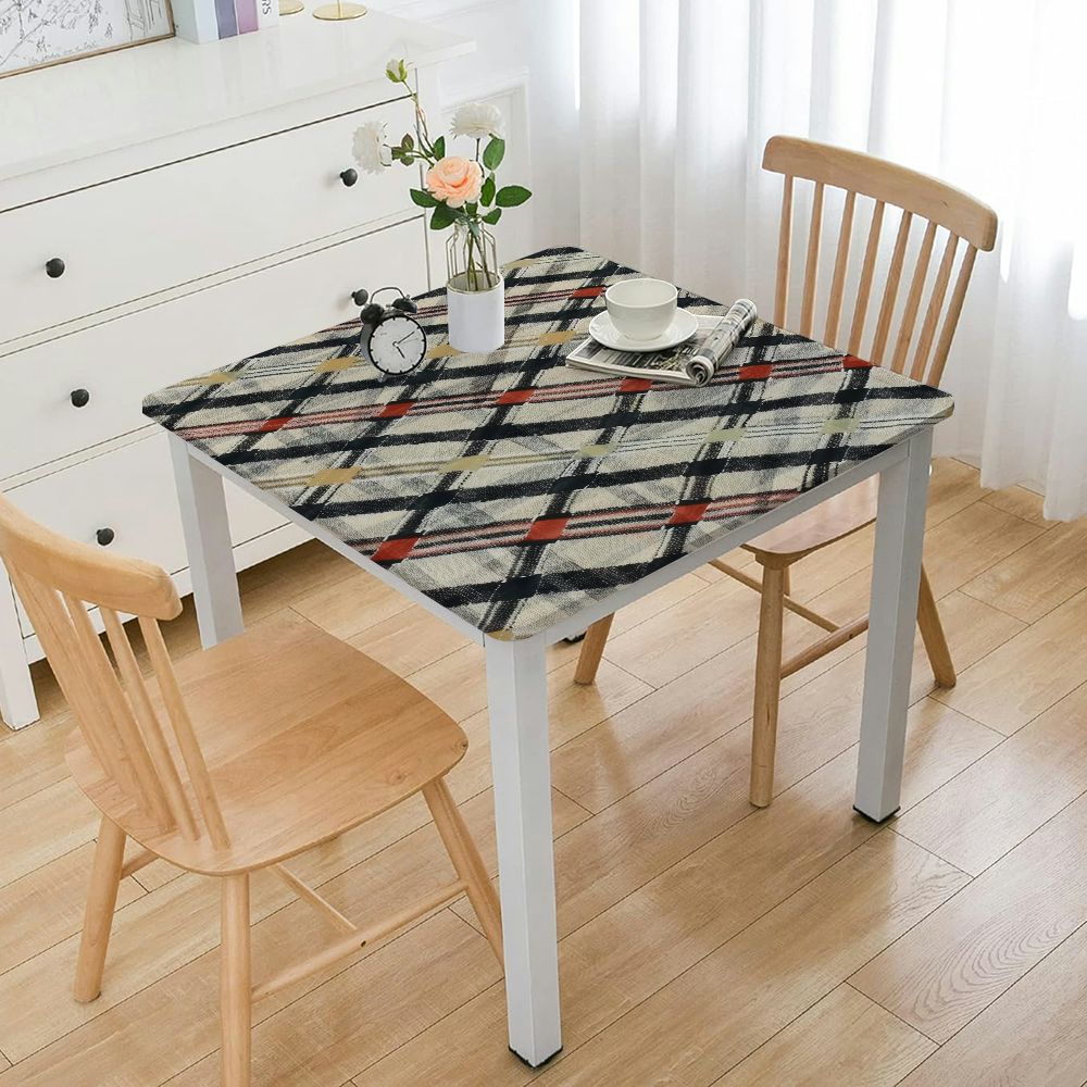 Ulloord Abstract Elastic Square Tablecloth, Traditional Tartan Pattern ...