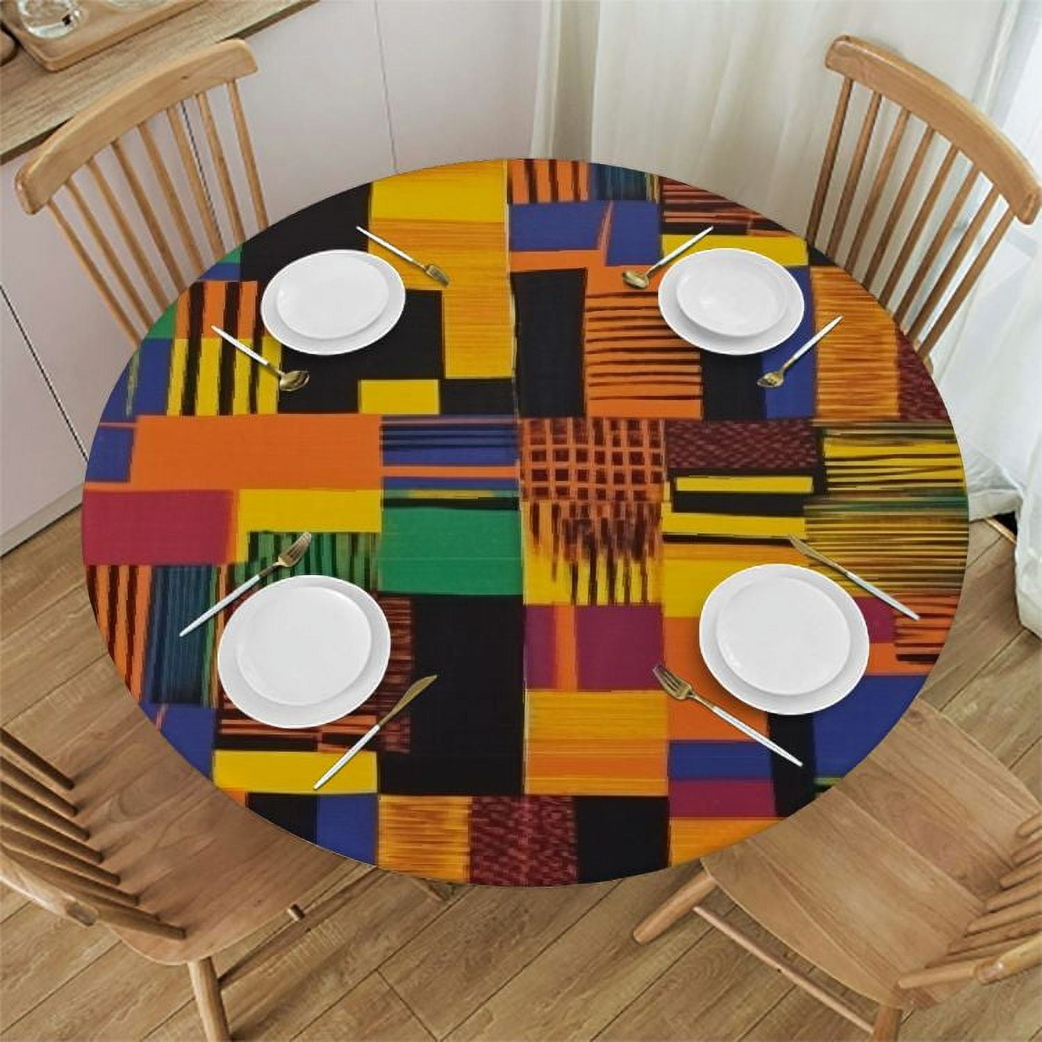 Ulloord African Weaving Round Table Cloth, Elastic Edged Fitted Table ...