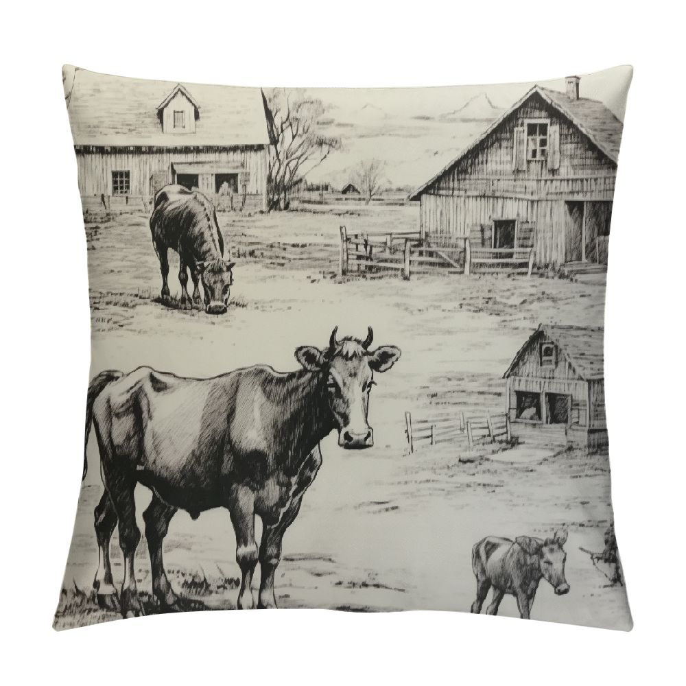 Ulloord Animal Pillow Case Farmhouse Milk Cow Llama Sheep Rooster Calf ...